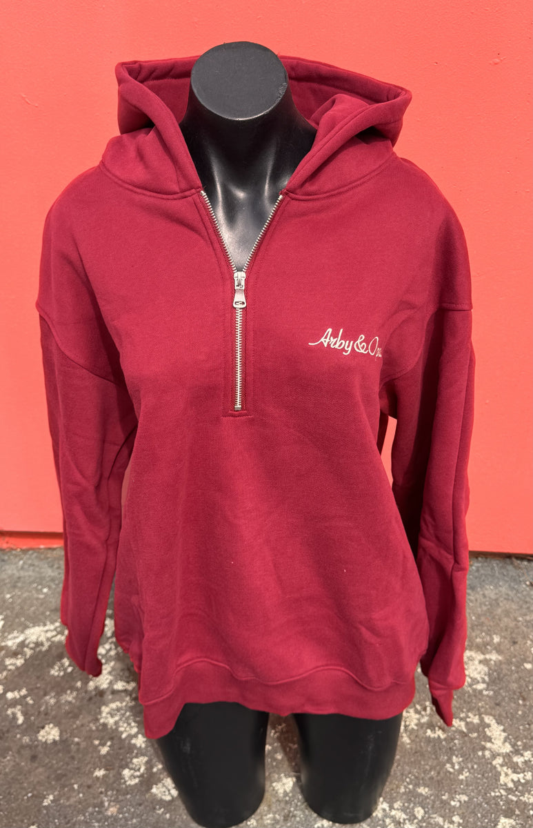 ARBY N OPAL QUARTER ZIP HOOD DARK RED – Lifestyle Sports NZ