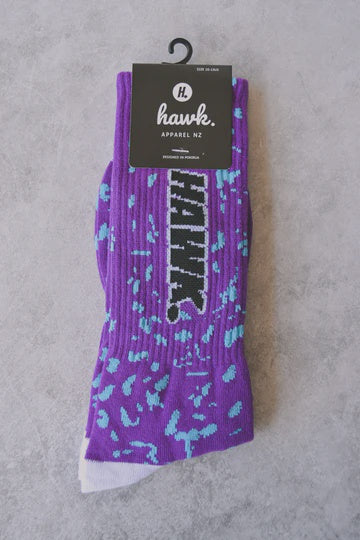 HAWK SOCKS SPLAT PURPLE – Lifestyle Sports NZ